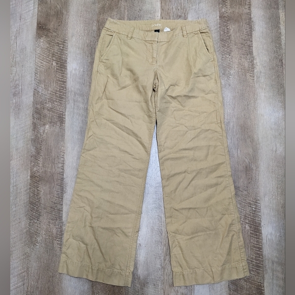 J. Crew | Pants & Jumpsuits | J Crew Tan Linen Blend Wide Leg Pants ...